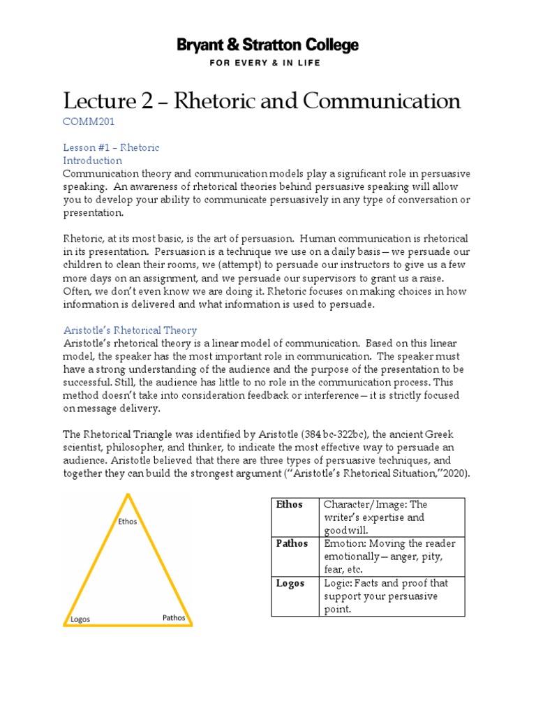 COMM201 - Lecture 2 - Rhetoric and Communication | PDF | Public ...