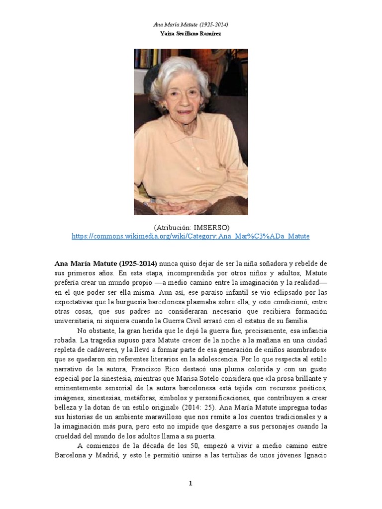 Ana Maria Matute y La Lectura 998637 2 | PDF