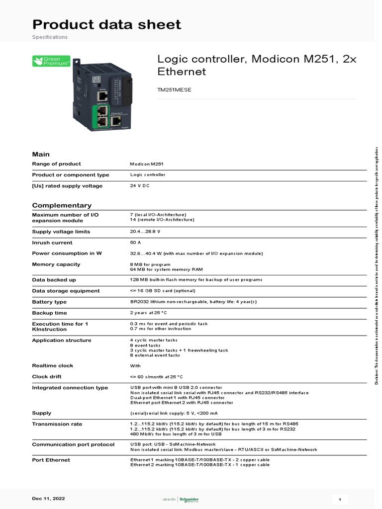 Modicon M251 - TM251MESE | Download Free PDF | Transmission Control ...