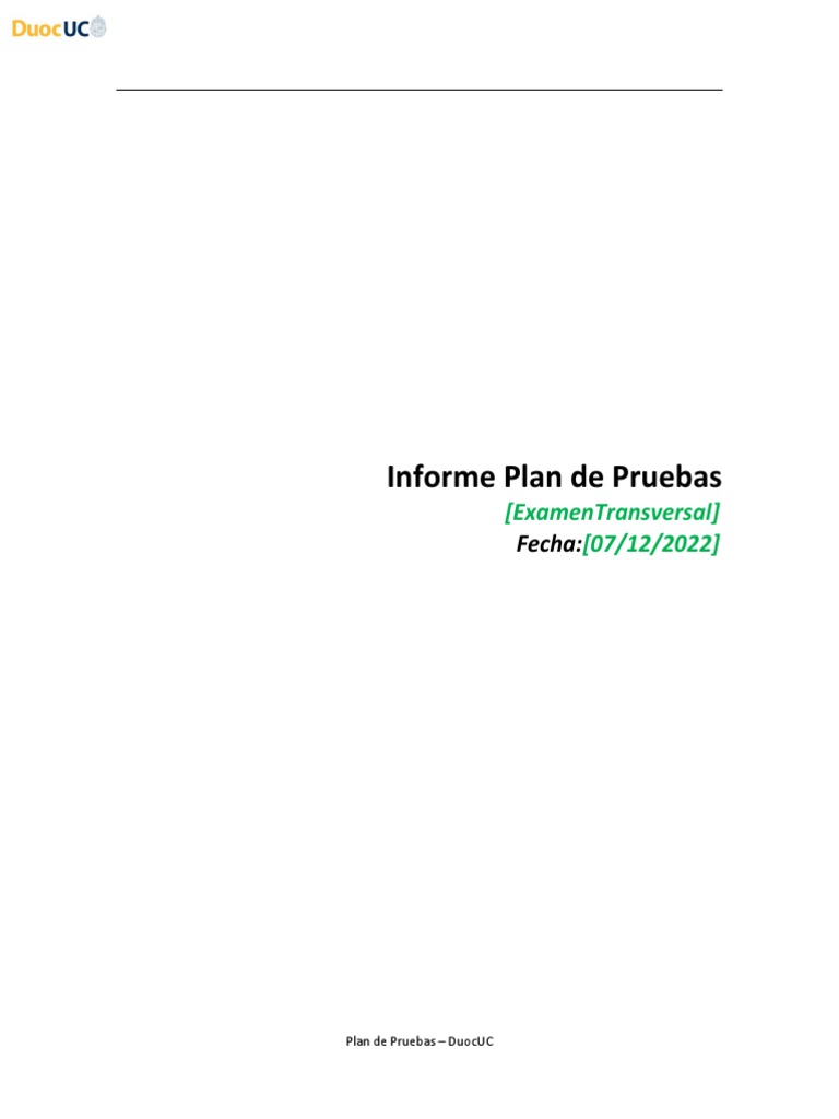 Plan de Pruebas - Template | PDF | Pruebas de software | Software
