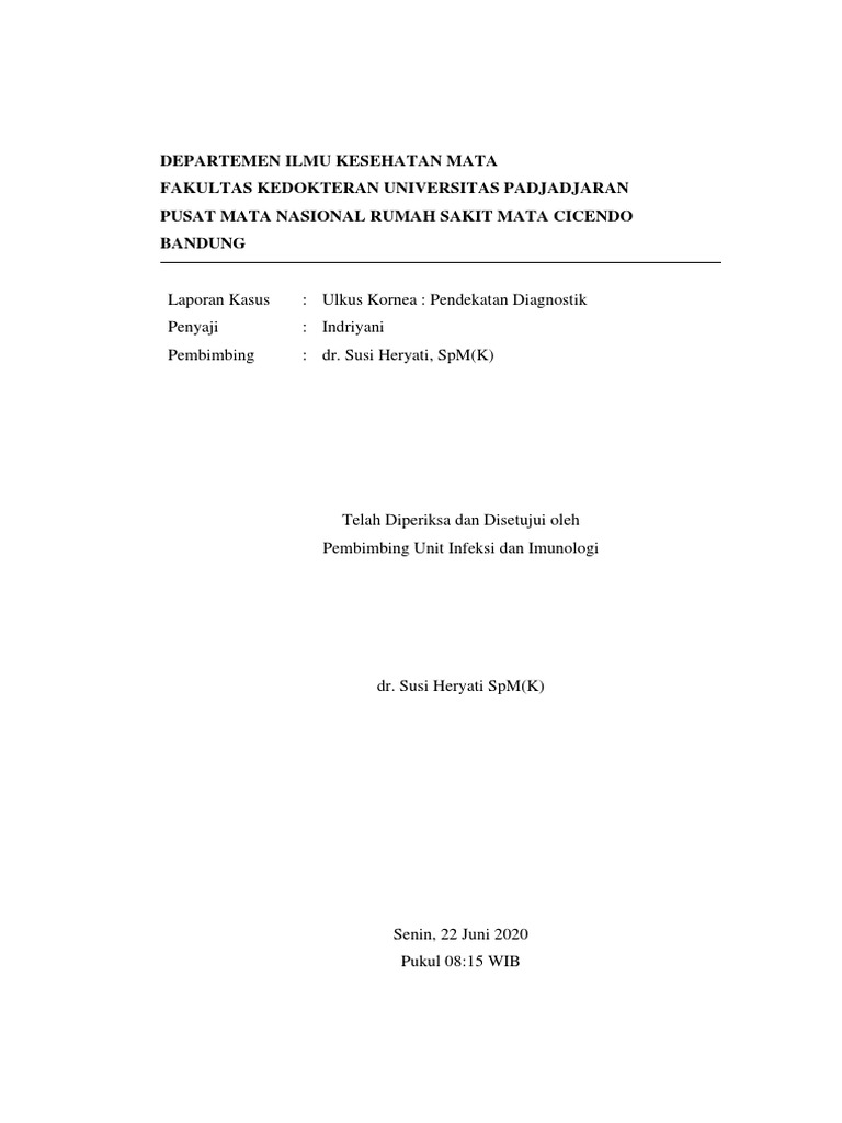 Ulkus Kornea. Pendekatan Diagnostik .Indriyani | PDF | Cornea ...