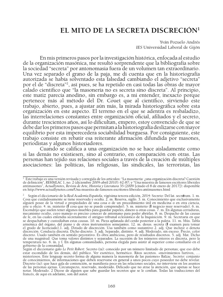 El Mito de La Secreta Discrecion | PDF | Masonería | España