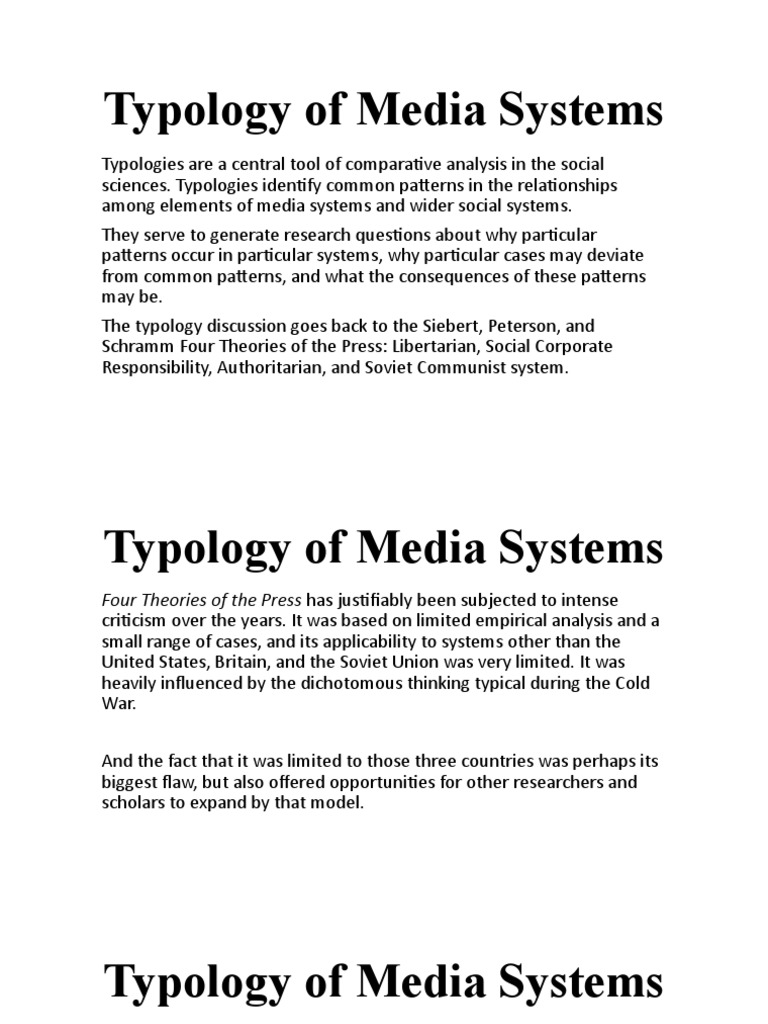 Week 4 - Typology of Media Systems | PDF | Communication | Political ...