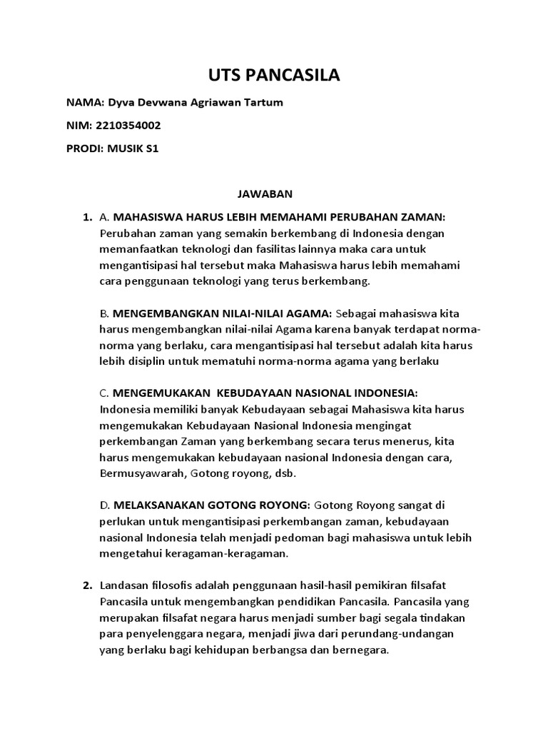 Uts Pancasila | PDF