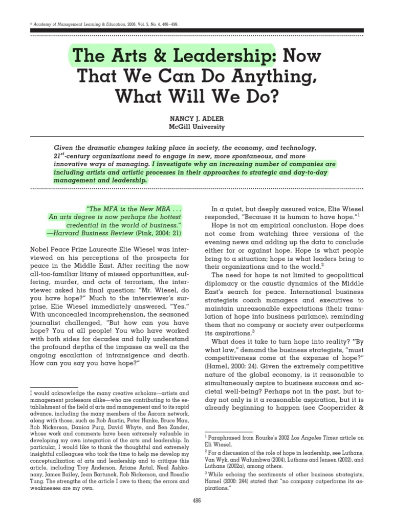 The Arts and Leadership | PDF | Leadership | Creativity