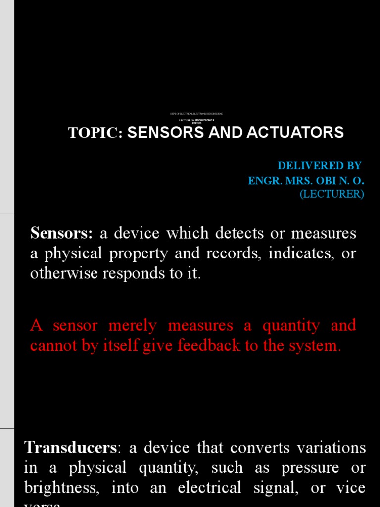 Presentation On Sensors and Actuators | PDF | Actuator | Electric Motor