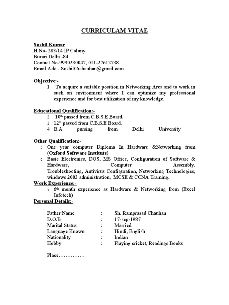 Sushil Chauhan Resume | PDF
