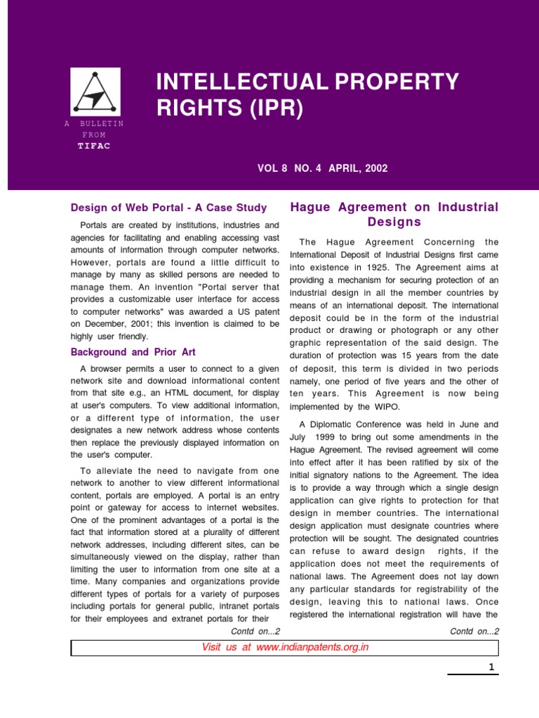 Intellectual Property Rights (Ipr) : Design of Web Portal - A Case ...