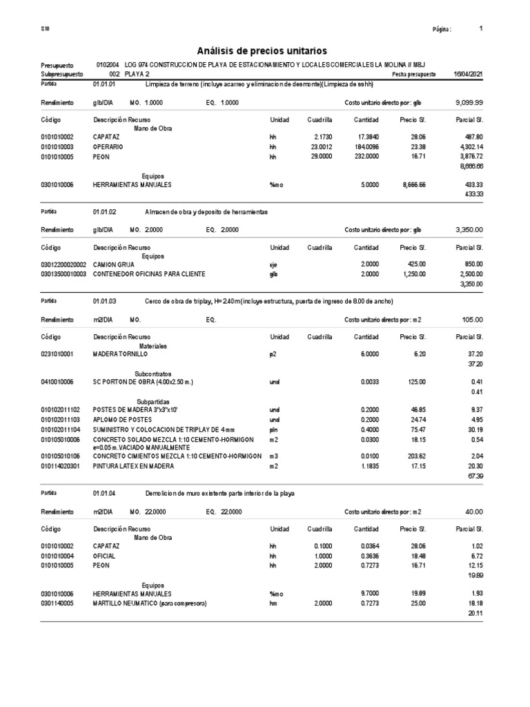 M&J - Playa 2 - Log 974 Construccion de Playa de Estacionamiento y ...