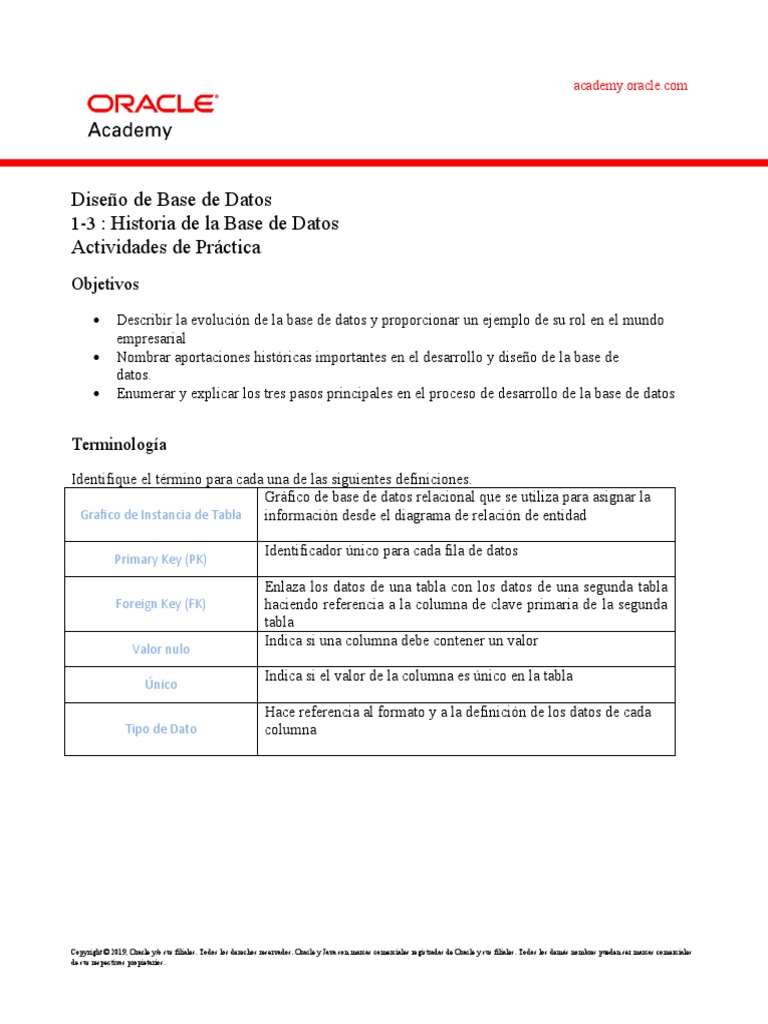 Practica 1.3 - Adm. de Bases de Datos | PDF | Bases de datos | Oracle ... Practica 1.3 - Adm. de Bases de Datos | PDF | Bases de datos | Oracle ...