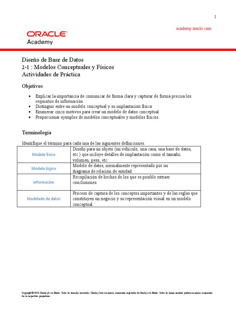 Practica 2.1 - Adm. de Bases de Datos | PDF | Oracle Corporation ... Practica 2.1 - Adm. de Bases de Datos | PDF | Oracle Corporation ...