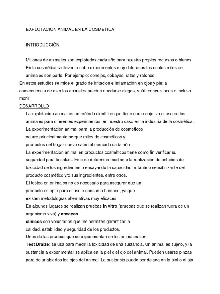 Crueldad en Cosméticos: Explotación Animal | PDF | Productos cosméticos ...