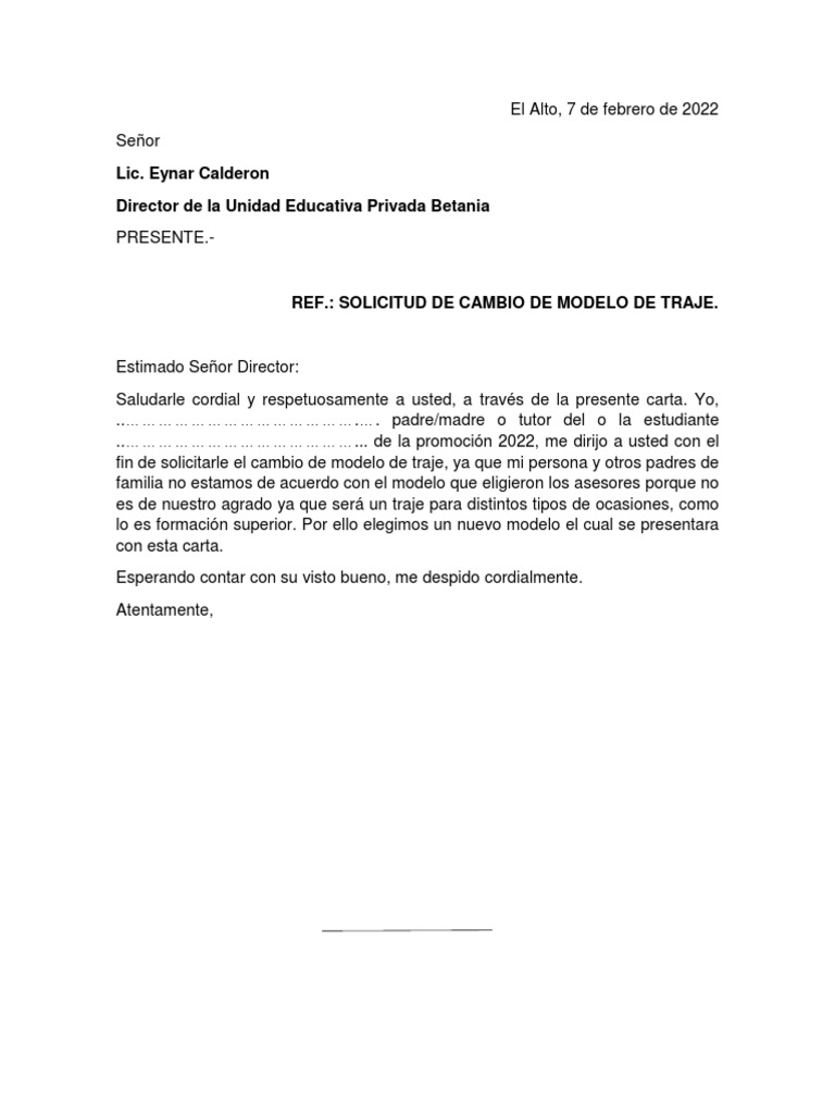 Carta de Solicitud | PDF