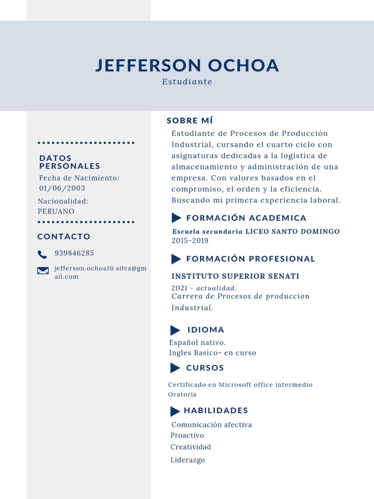 Curriculum Vitae - Jefferson Ochoa | PDF