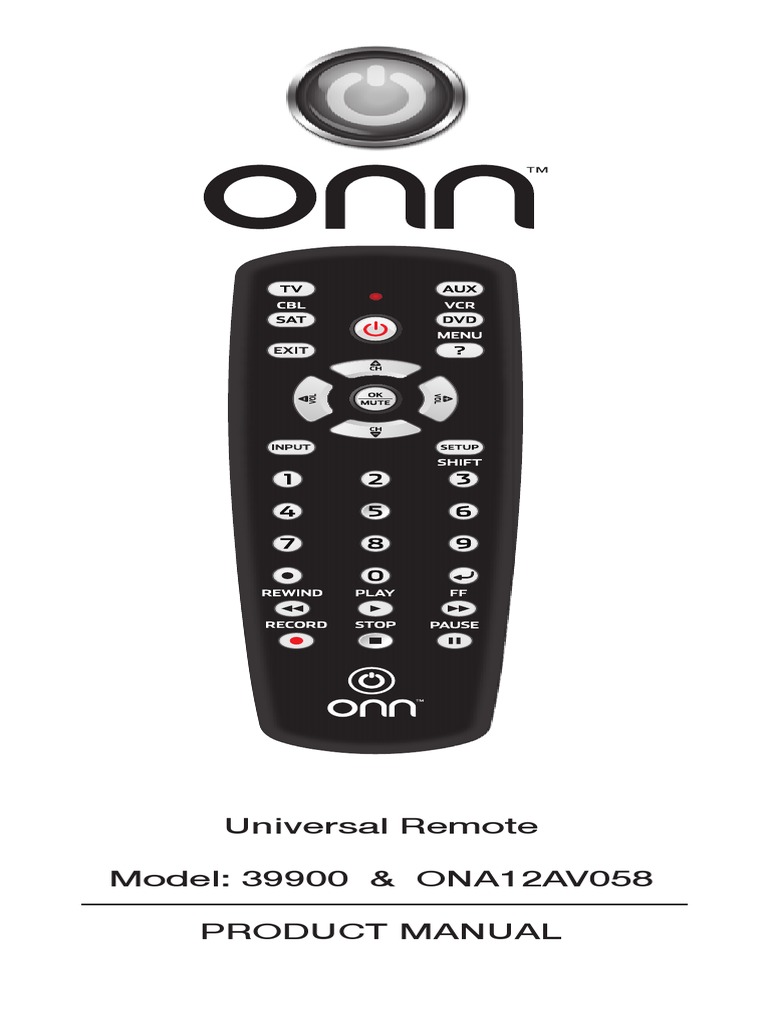 Onn Universal Remote 39900 Manual Original | PDF | Menu (Computing) | Electromagnetic Interference