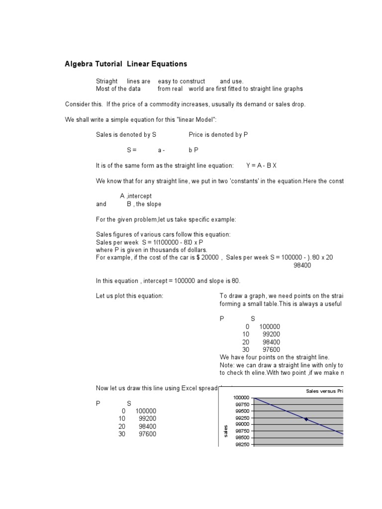 Algebra Tutorial-Linear Graphs | PDF | Teaching Mathematics | Science