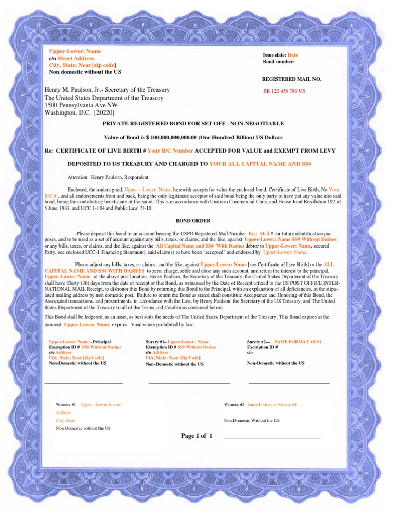 BC Bond John Doe Template | PDF