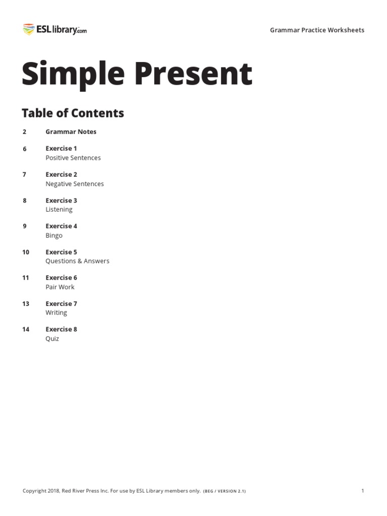 88 Simple-Present US Student | PDF