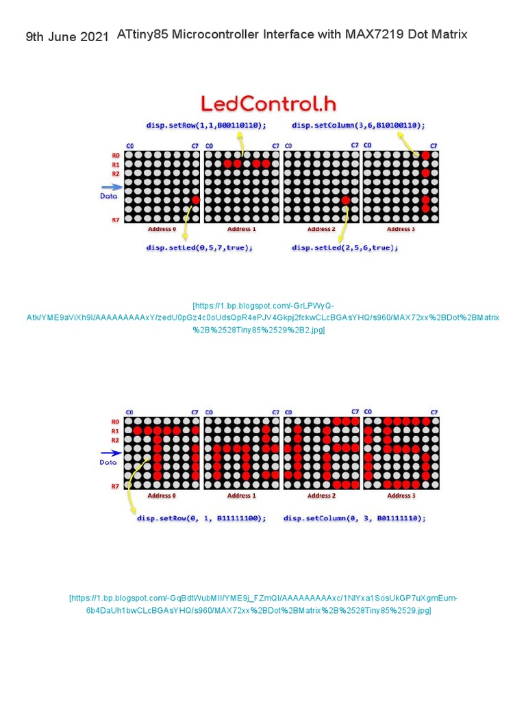 ATtiny85 Microcontroller Interface With MAX7219 Dot Matrix - Anas Kuzechie Projects | PDF ...