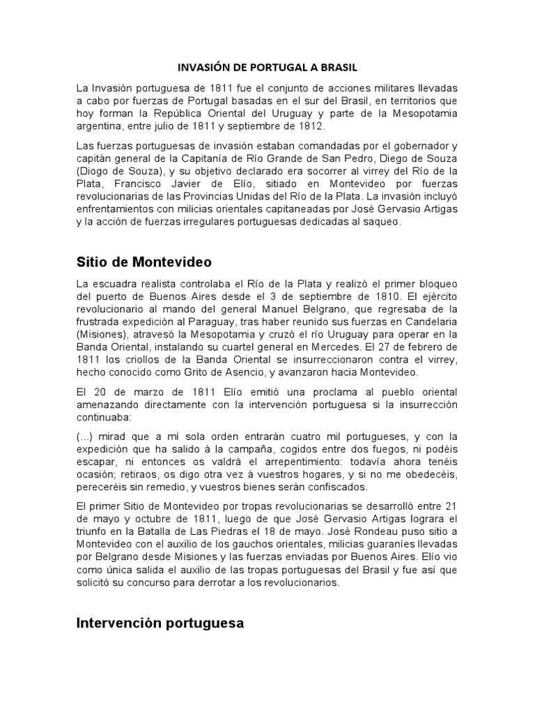 Invasión de Portugal A Brasil | Descargar gratis PDF | América del Sur ...