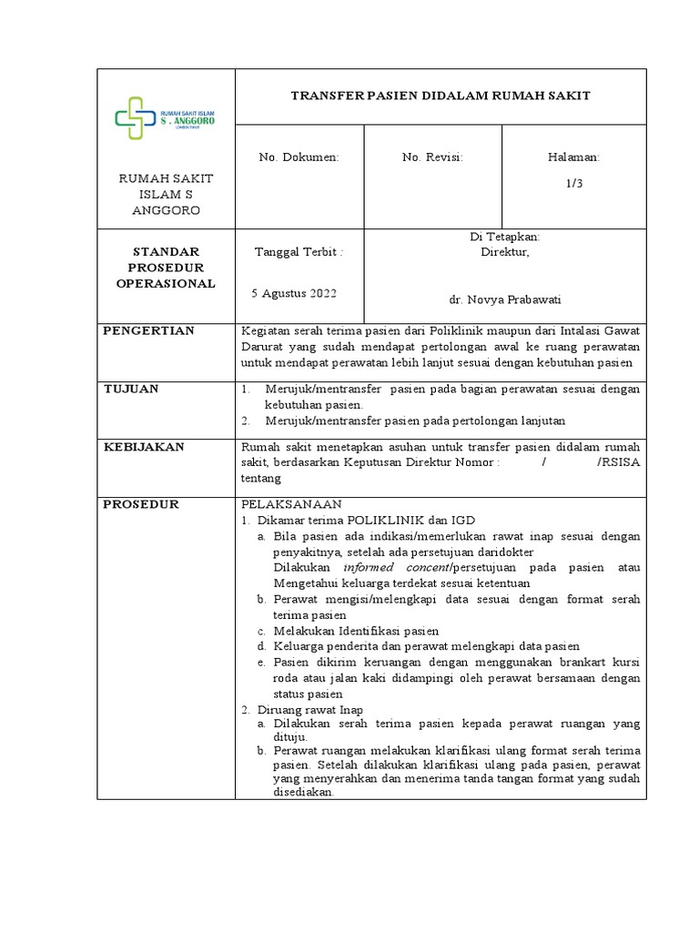 Spo Transfer Pasien Edit | PDF