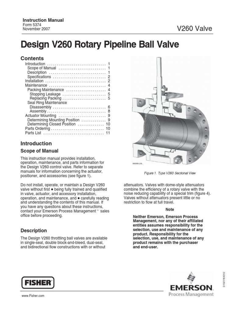 Design V260 Rotary Pipeline Ball Valve | PDF | Valve | Actuator