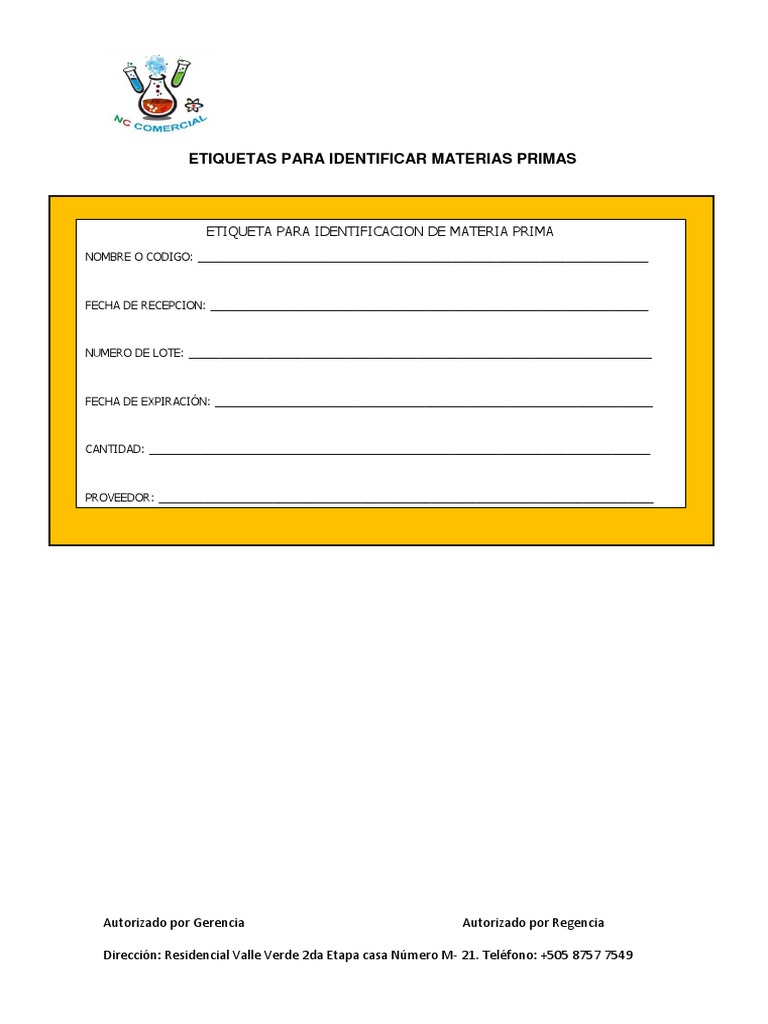 Etiquetas para Identificar Materias Primas | PDF
