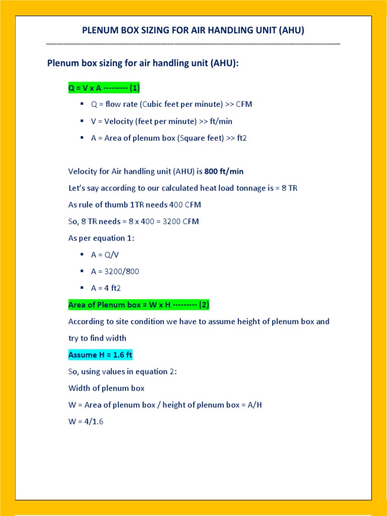AHU Plenum Box Sizing Guide | PDF | Business | Technology & Engineering