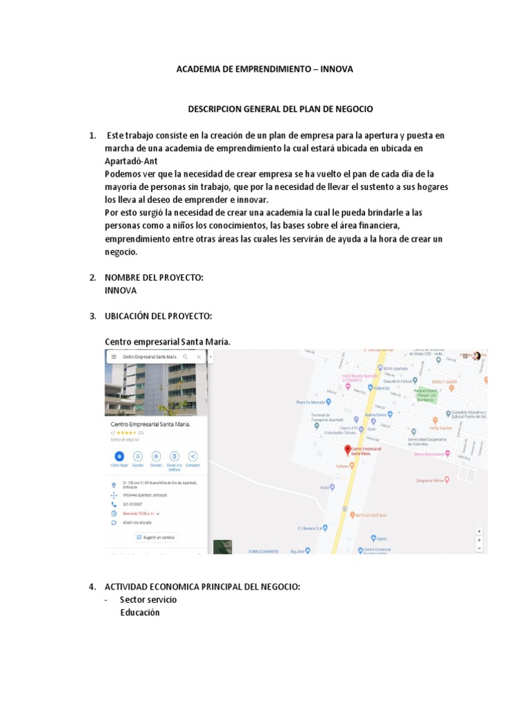 Proyecto INNOVA | PDF | Iniciativa empresarial | Planificación