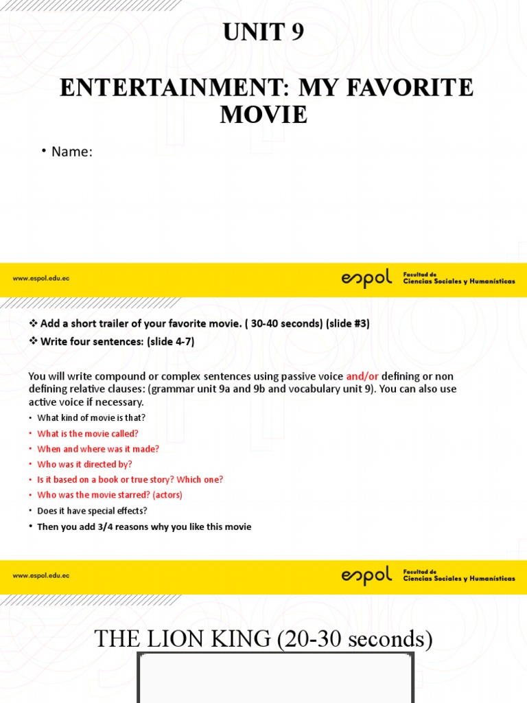 Flipped Unit 9ab PPT My Favorite Movie | PDF | Art