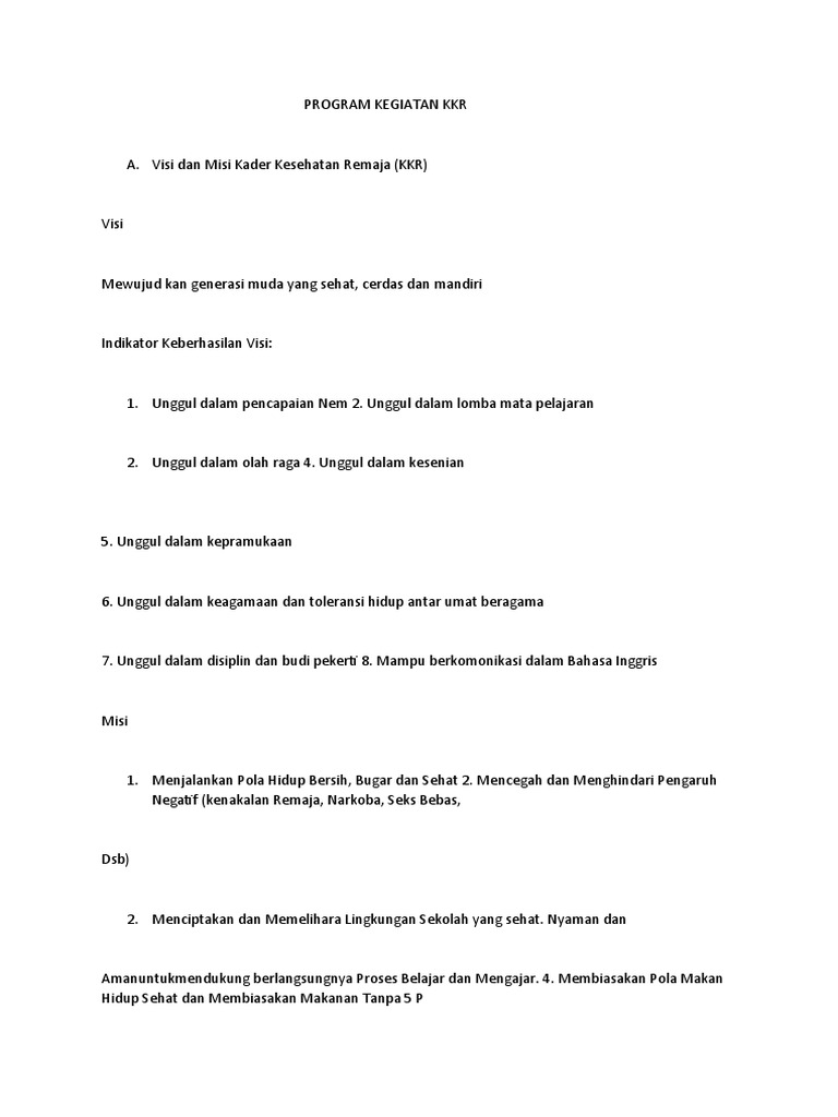 Program Kerja Devisi KKR | PDF