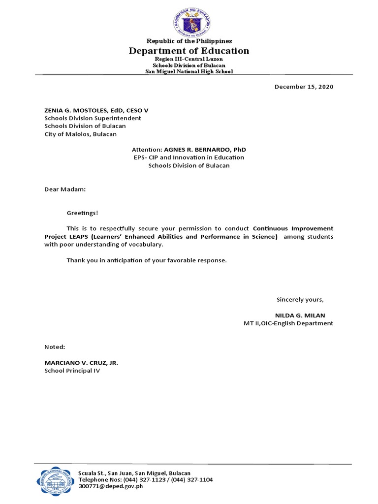 CIP Letter for LEAPS Project Approval | PDF