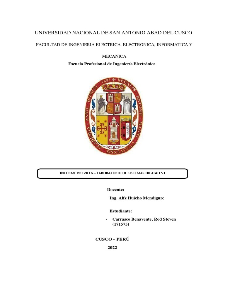 Informe Previo 6 | PDF | Puerta lógica | Edad de información