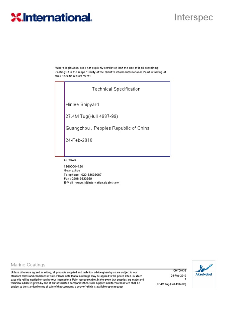 Interspec: Technical Specification | PDF | Paint | Corrosion