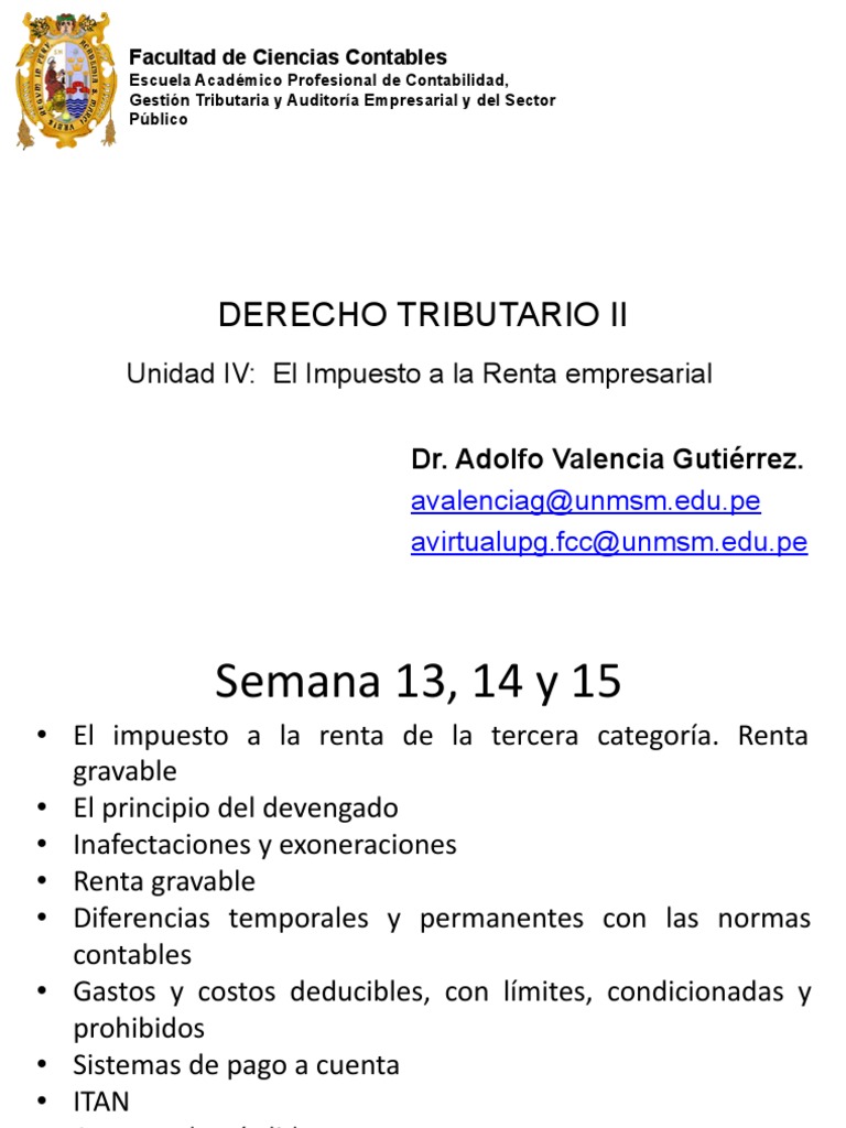13, 14 y 15 Semana DT2 AVG - 2022-II Impuesto A La Renta Empresarial ...