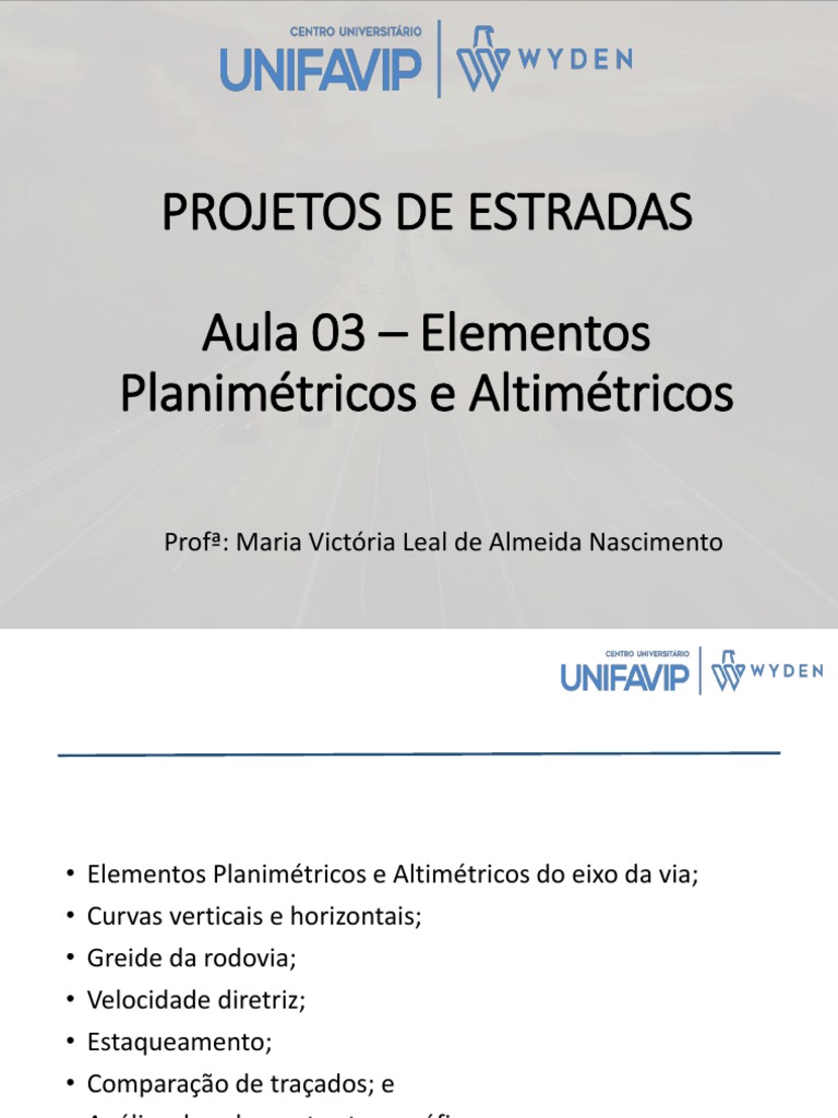 Aula 03 - Projetos de Estradas (Elementos Planimétricos e Altimétricos ...