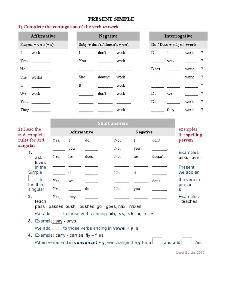 Present Simple Worksheets | PDF