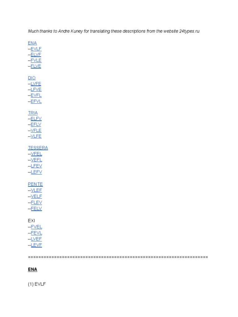 Type Descriptions - Cleaned Up From 24types - Ru 1 | PDF | Emotions | Logic