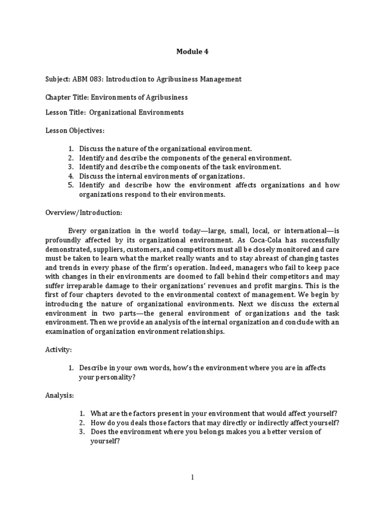 Module 4 Organizational Environments | PDF | Mergers And Acquisitions ...