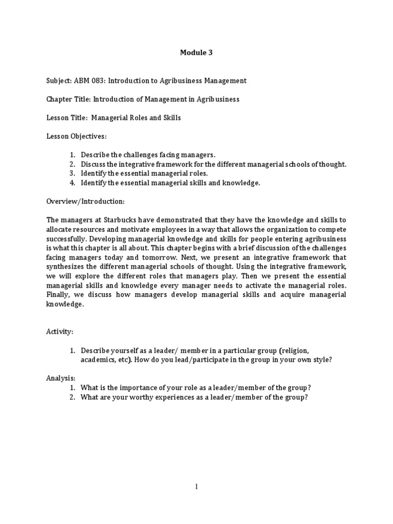 Module 3 Managerial Roles and Skills | PDF | Procedural Knowledge | Cognition