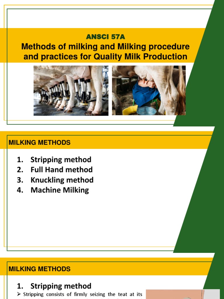 Methods of Milking and Milking Procedure and Practices For Quality Milk ...