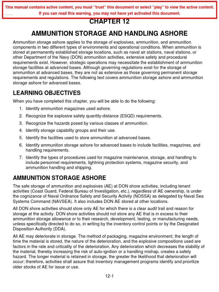 Chapter 12 Ammunition Storage and Handling | PDF | Ammunition | Explosion