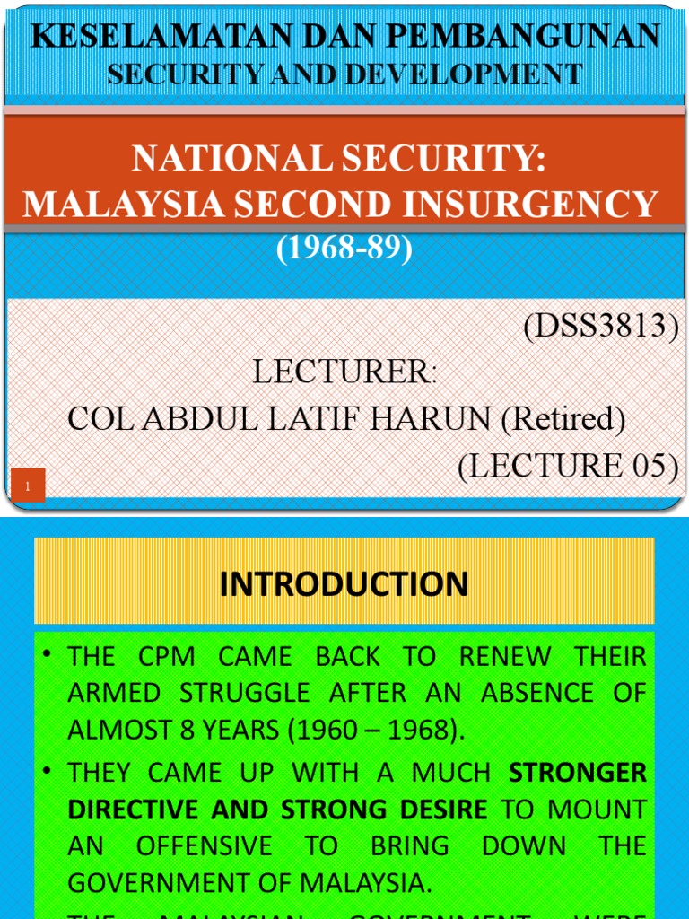 Dss3813 Kesban Lect 05 2nd Insurgency 2022 | PDF | Insurgency | Malaysia