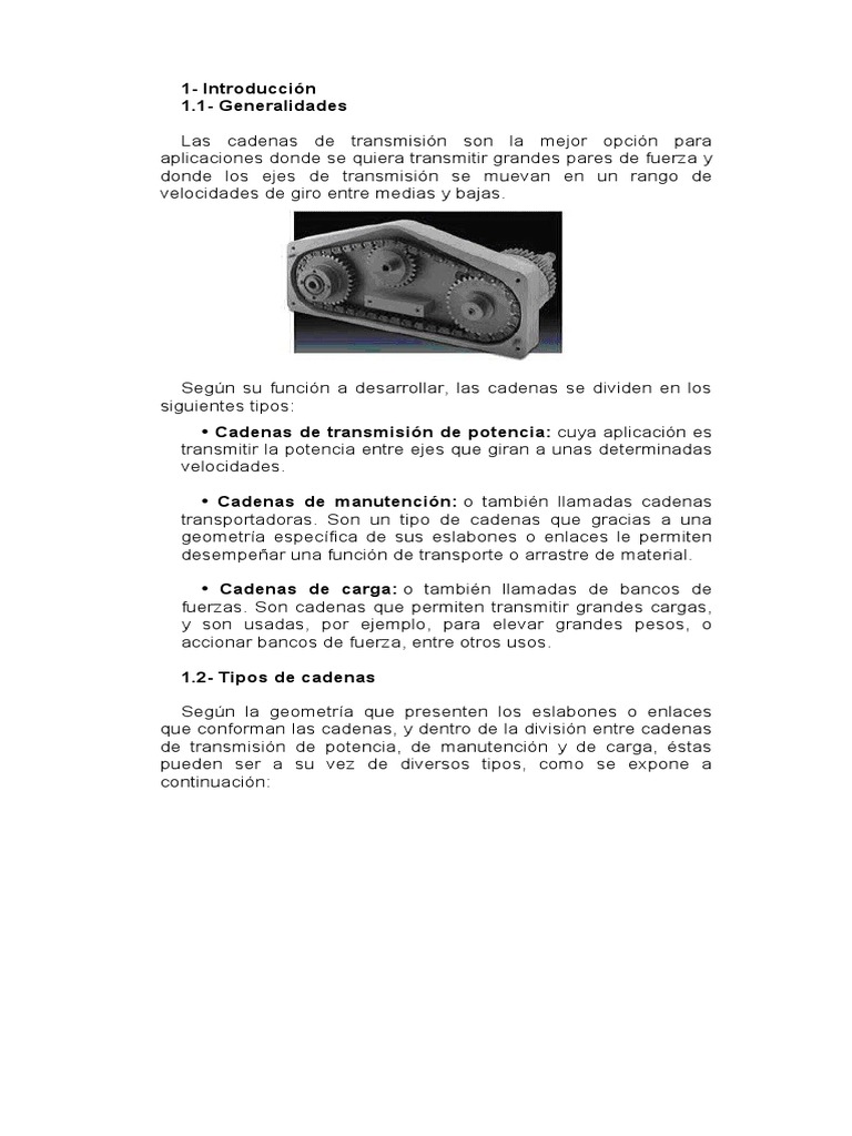 Teoria de Cadenas | PDF | Engranaje | Velocidad