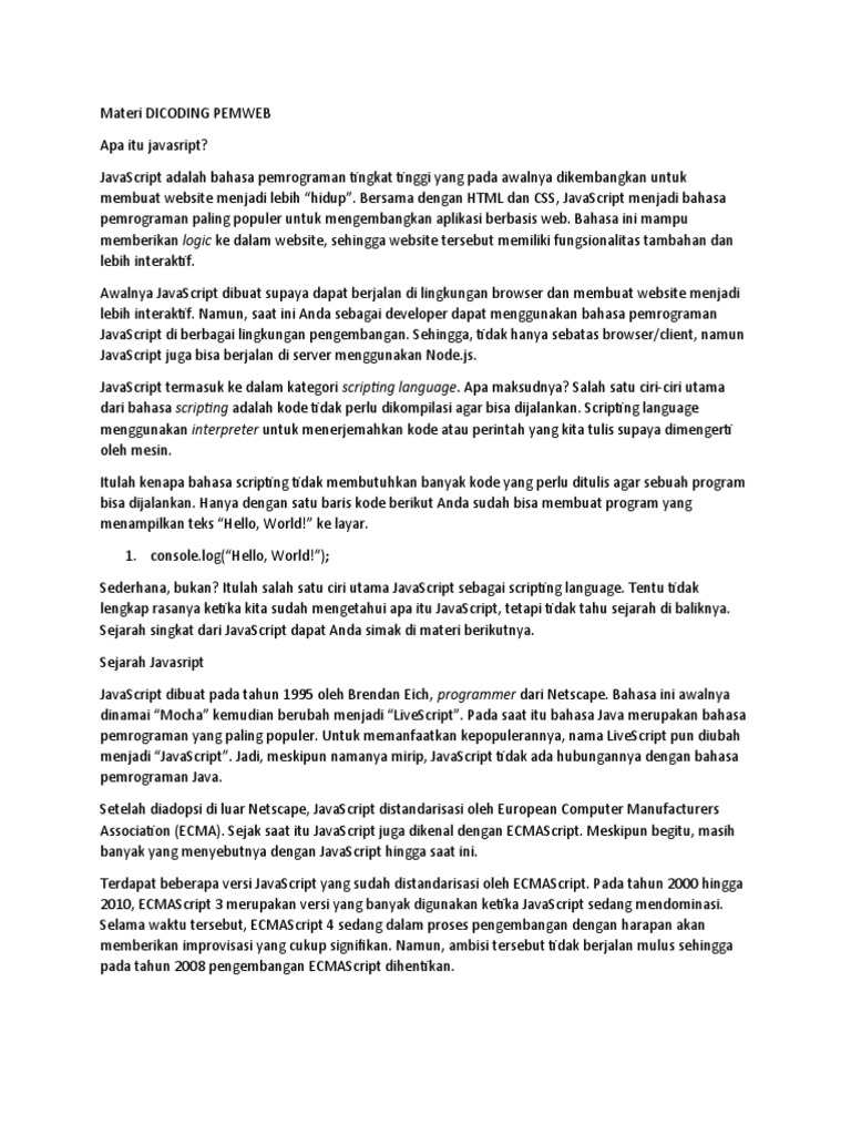 Materi DICODING PEMWEB | PDF