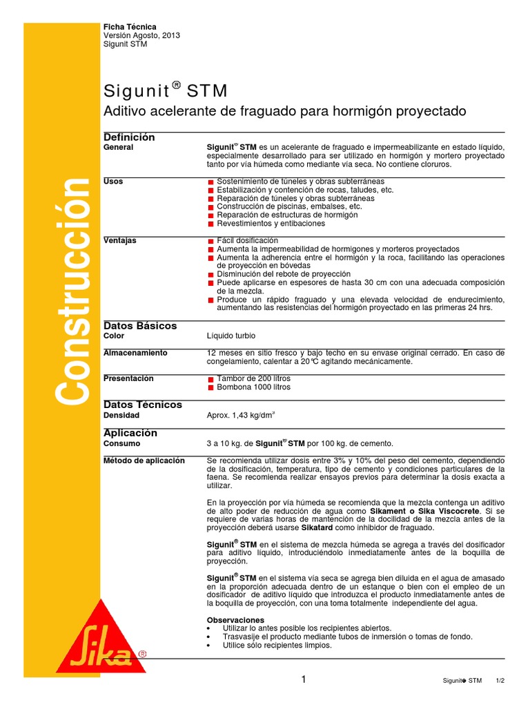 Sigunit STM | PDF | Hormigón | Materiales