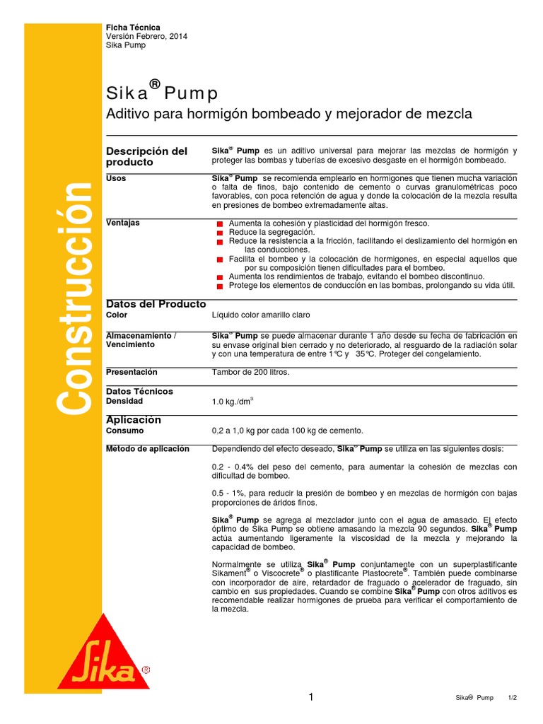 Sika Pump | PDF | Hormigón | Cemento