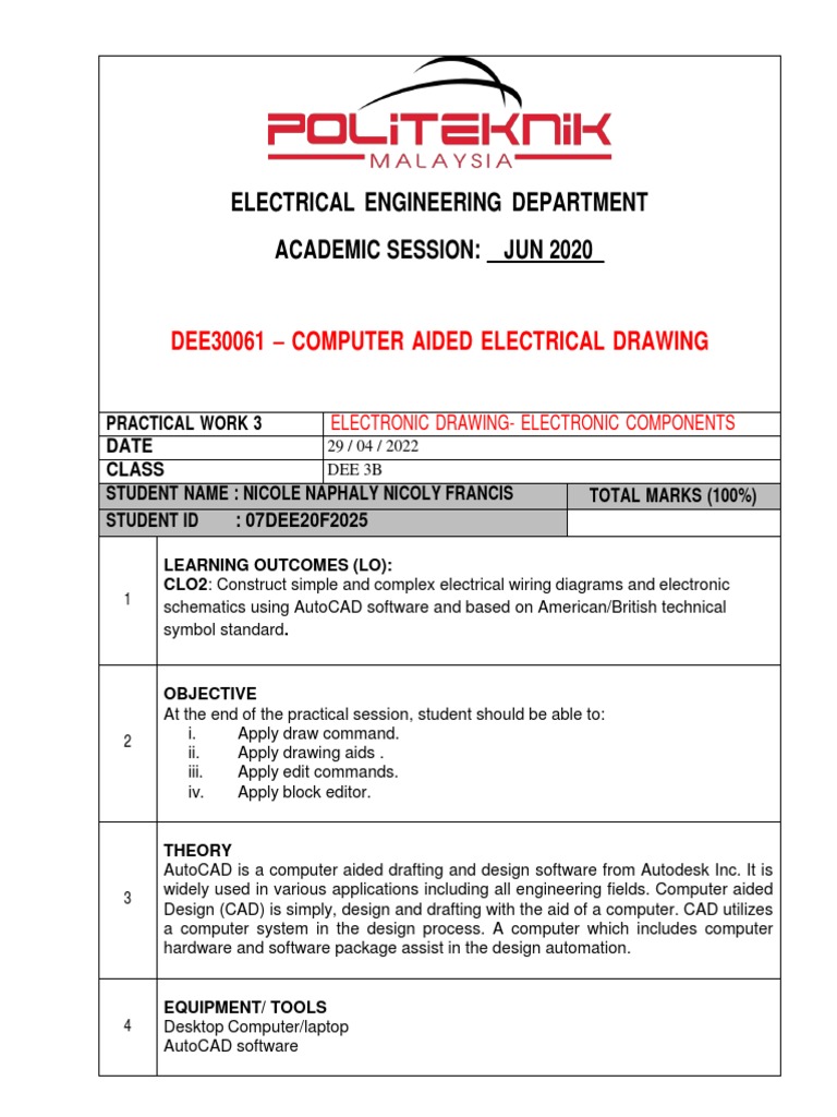 Draw Electronic Components Using AutoCAD | PDF