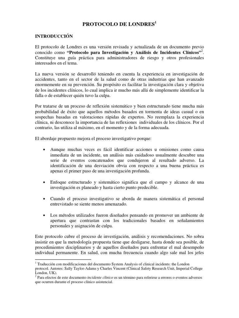 Protocolo de Londres | PDF | Conocimiento | Historial médico