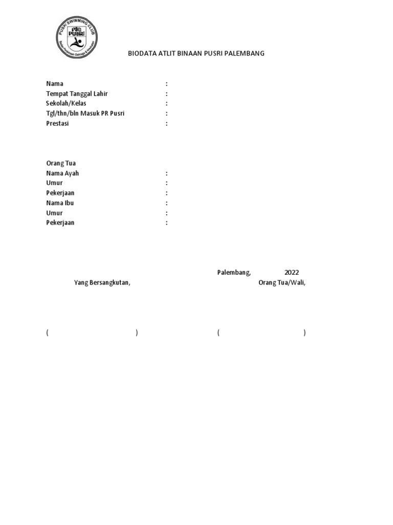 Biodata Atlit Binaan Pusri Palembang | PDF